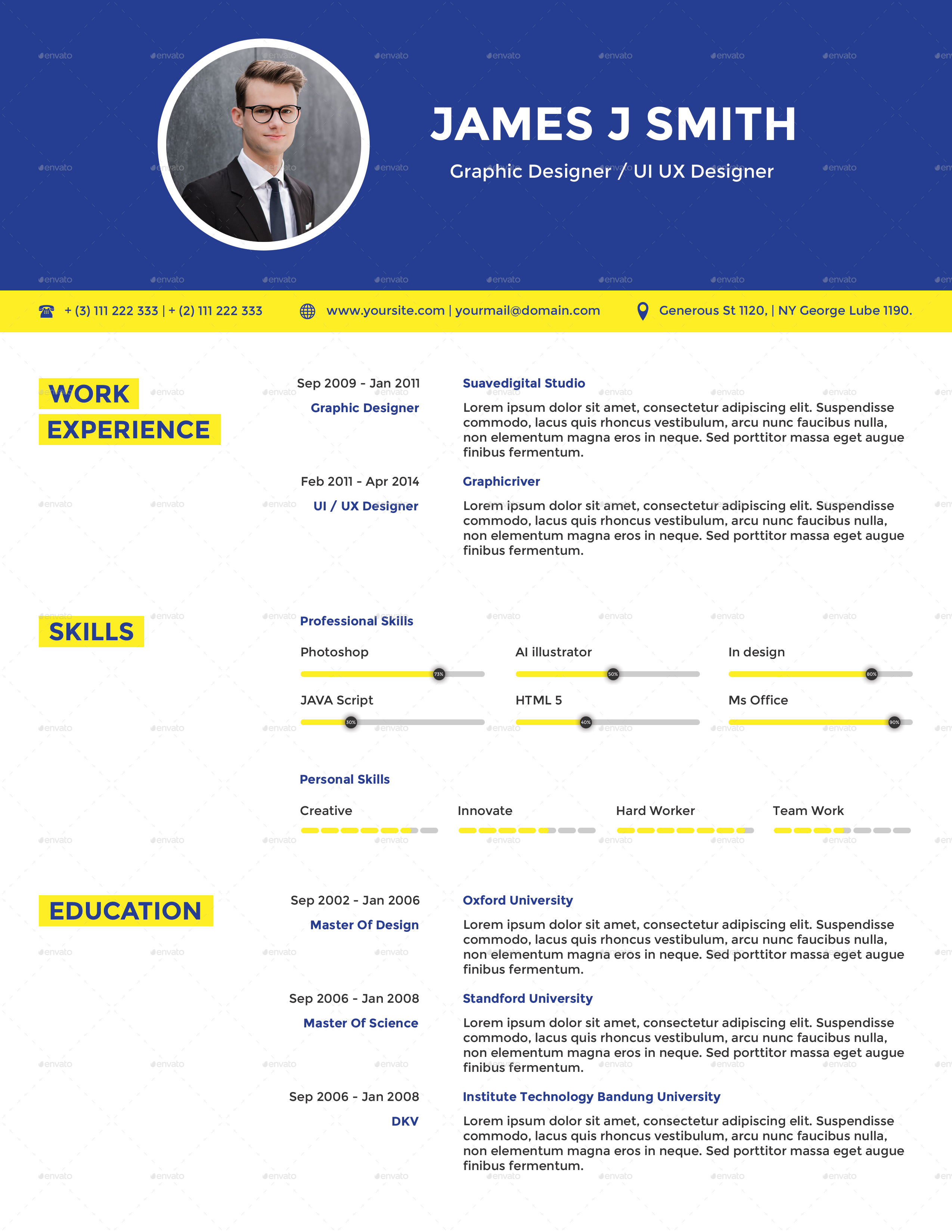 Stylish Resume, Print Templates | GraphicRiver
