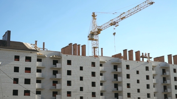 Construction Of Multi-storey Brick Complex, Stock Footage | VideoHive