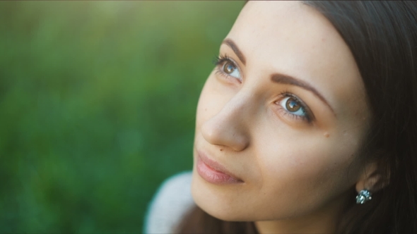 Young Woman Looking Forward At The Sky, Stock Footage | VideoHive