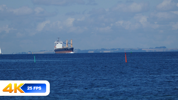 Cargo Ship on the Horizon, Stock Footage | VideoHive