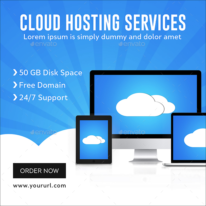 Cloud Hosting Banners - Images Included by Hyov | GraphicRiver