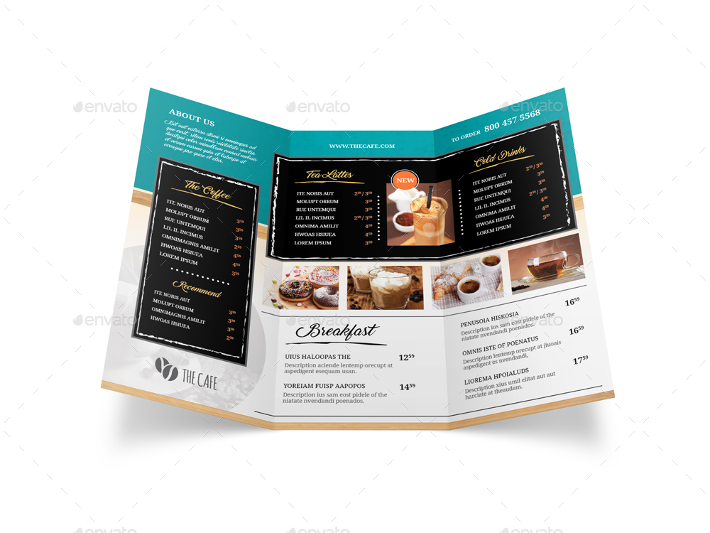 Cafe Trifold Menu 2, Print Templates | GraphicRiver