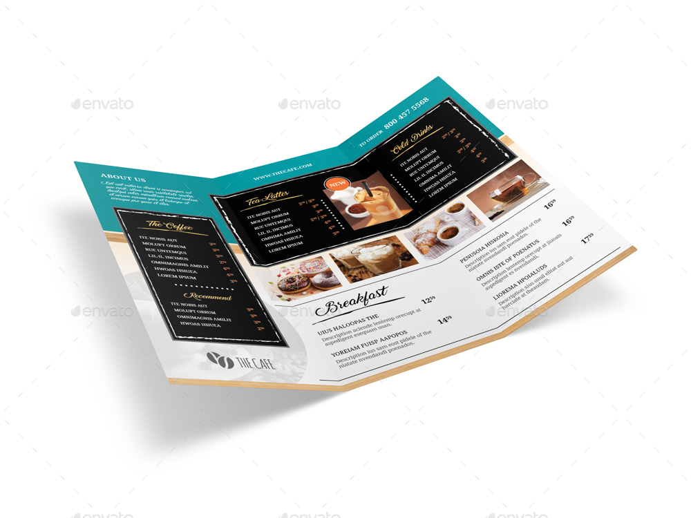 Cafe Trifold Menu 2, Print Templates | GraphicRiver