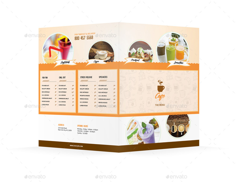 Cafe Bifold / Halffold Menu, Print Templates | GraphicRiver