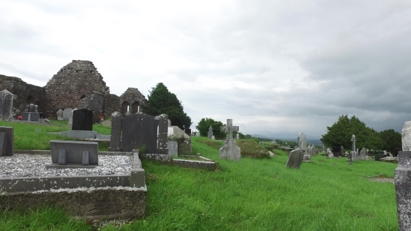 Old Celtic Cemetery Graveyard In Ireland 64, Stock Footage | VideoHive