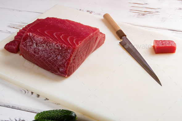 Raw fish meat and knife Stock Photo by stockfilmstudio | PhotoDune