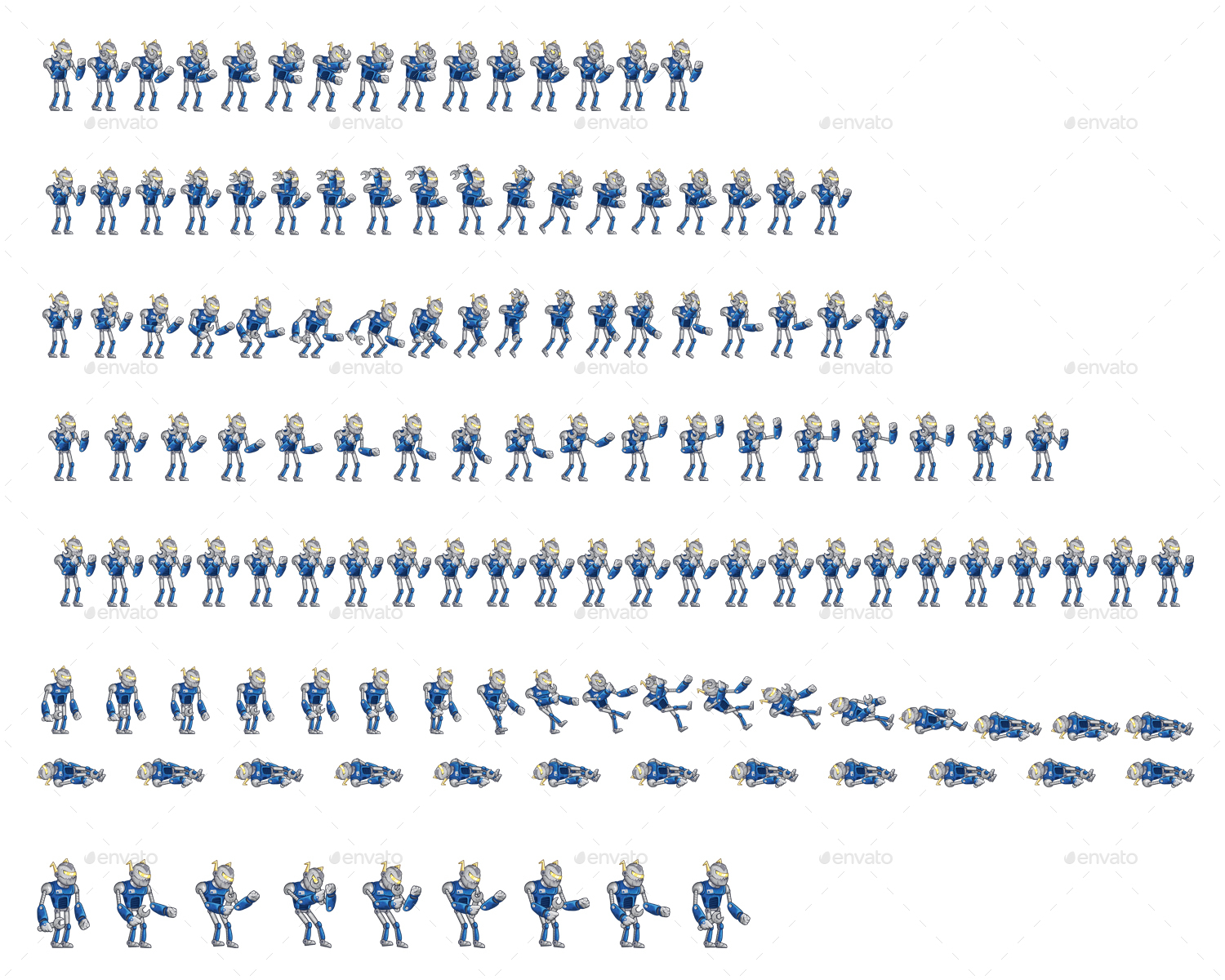 Blue Robot Game Character, Game Assets | GraphicRiver