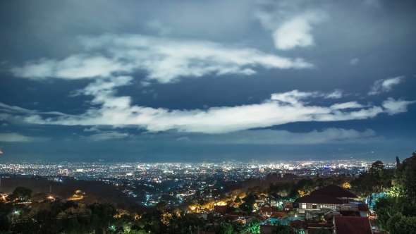 Panoramic View Of The Bandung City In Indonesia At Night. - Bandung ...