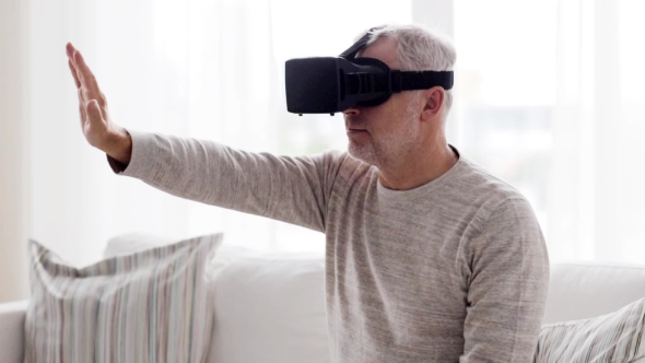 Old Man In Virtual Reality Headset At Home 78, Stock Footage | VideoHive