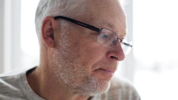 Sad Senior Man Talking To Someone Indoors 38, Stock Footage | VideoHive