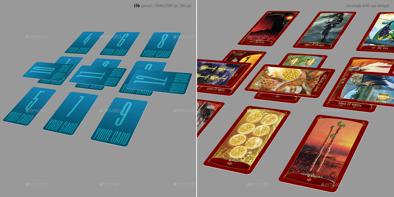 Tarot Box, Cards and 7 Spreads Mockup, Serial nr03., Graphics ...