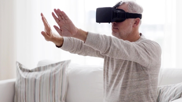Old Man In Virtual Reality Headset At Home 77, Stock Footage | VideoHive