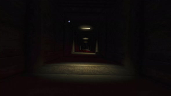 Dynamic Horror Film Scene in Dark Scary Corridor with Empty Wheelchair ...