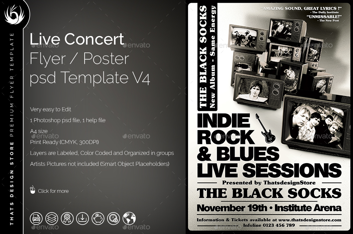 Live Concert Flyer Template V4 by lou606 | GraphicRiver