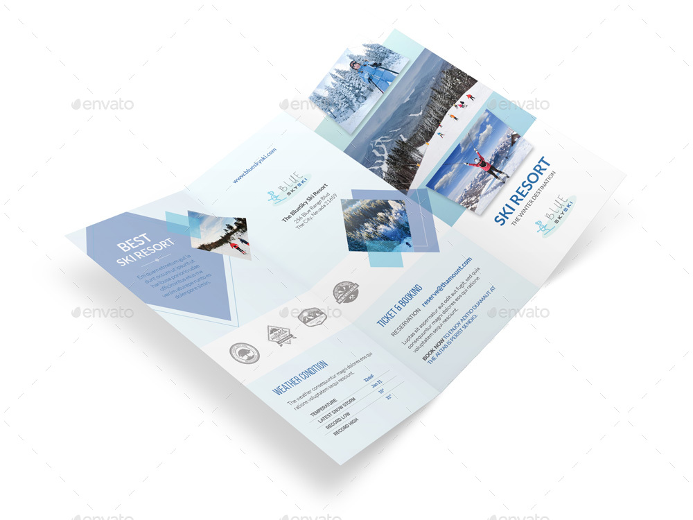 Ski Resort Trifold Brochure 2, Print Templates | GraphicRiver