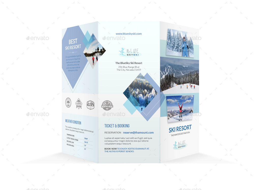 Ski Resort Trifold Brochure 2, Print Templates | GraphicRiver