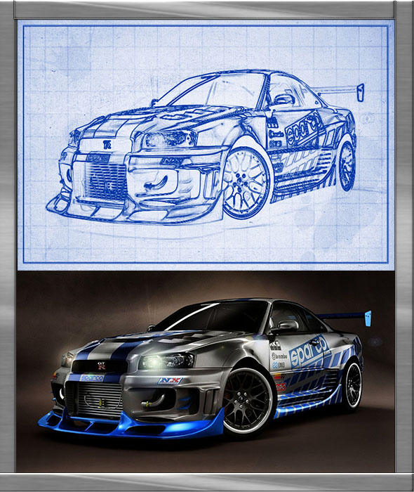 Ink Blueprint Photoshop Action, Add-ons | GraphicRiver