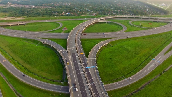 Aerial View Of Highway Junction, Stock Footage | VideoHive