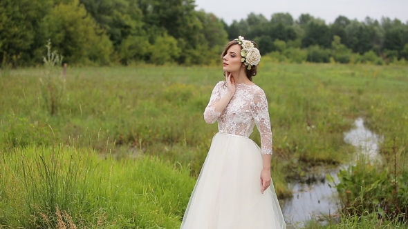 Beautiful Model Posing For The Photographer Outdoors, Stock Footage