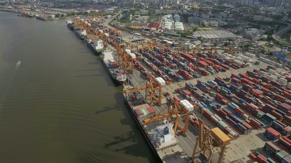 Aerial View Above the Dockyard 03, Stock Footage | VideoHive