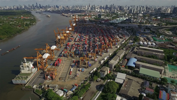Aerial View Above the Dockyard 02, Stock Footage | VideoHive