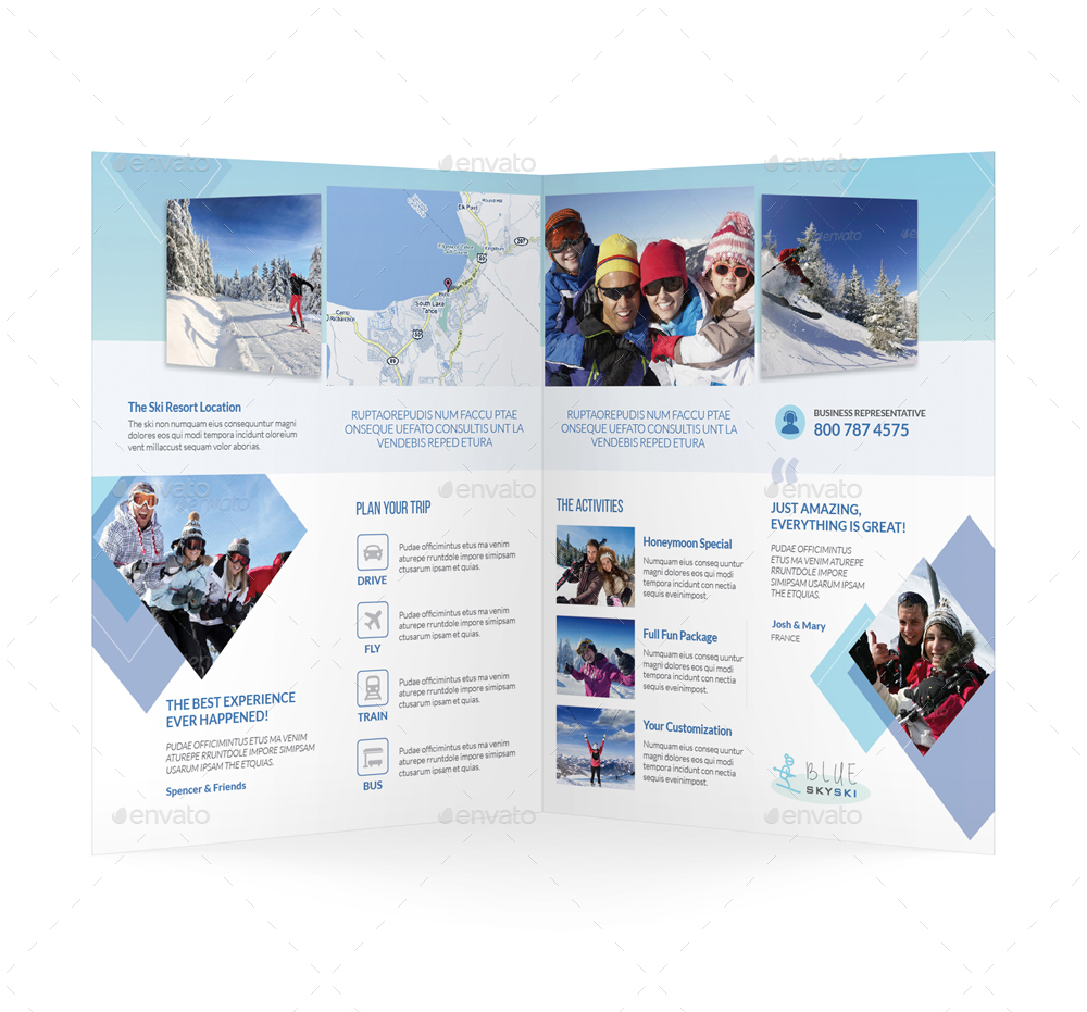 Ski Resort Bifold / Halffold Brochure 2, Print Templates | GraphicRiver