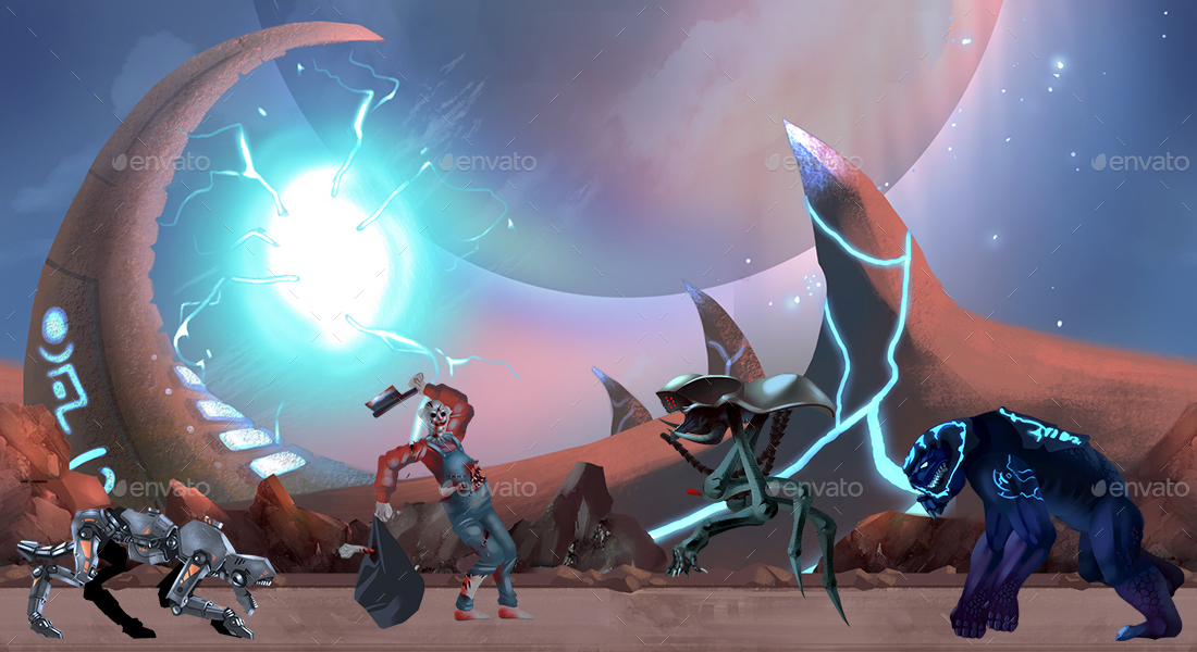 2D Platformer Futuristic Game Kit 1 of 3 - Aliens, Robots & Zombies by ...