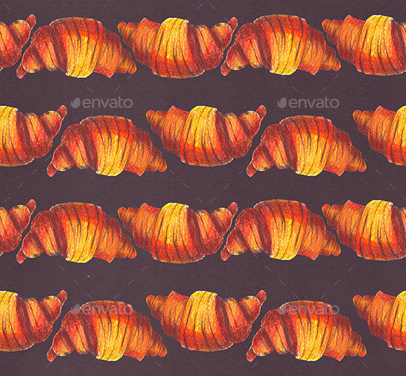 Hand Drawn Croissant Set, Graphics | GraphicRiver