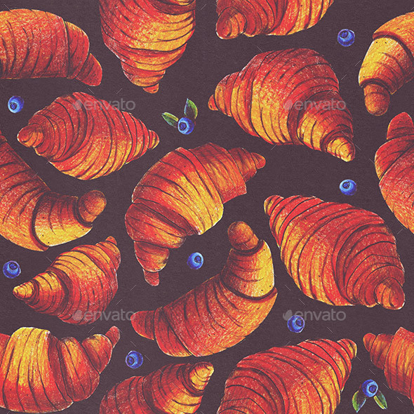 Hand Drawn Croissant Set, Graphics | GraphicRiver