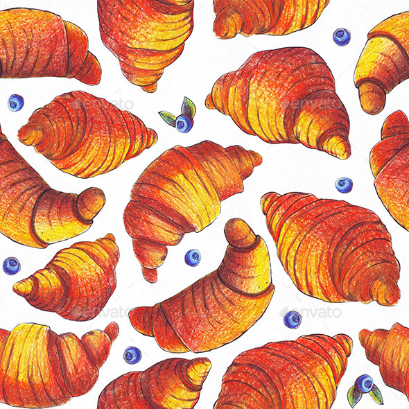 Hand Drawn Croissant Set, Graphics | GraphicRiver