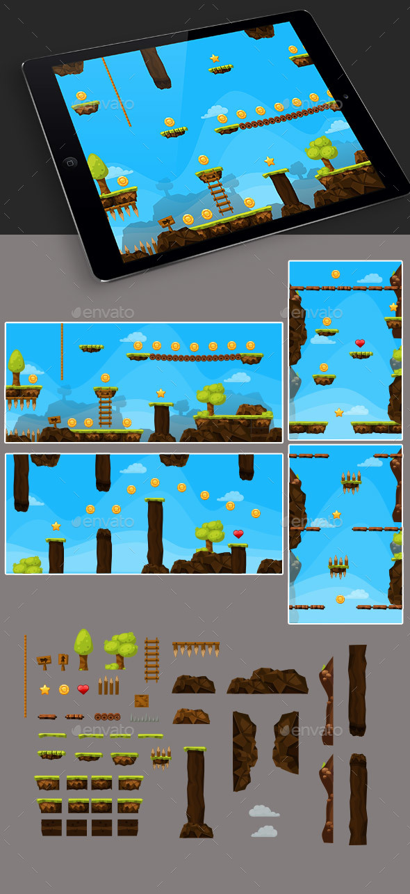 2d Grass Game Platformer Tilesets, Game Assets | GraphicRiver