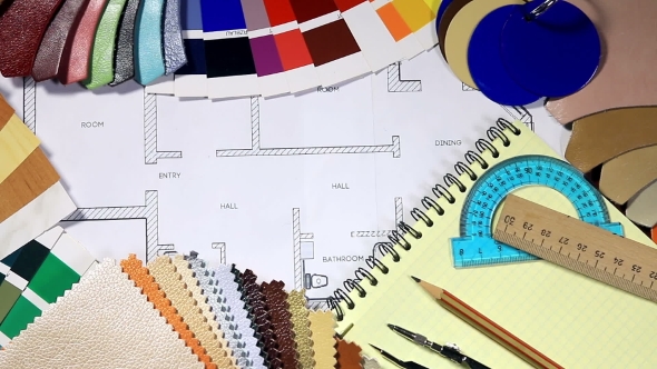 Color Samples Of Architectural Materials And Architectural Drawings ...