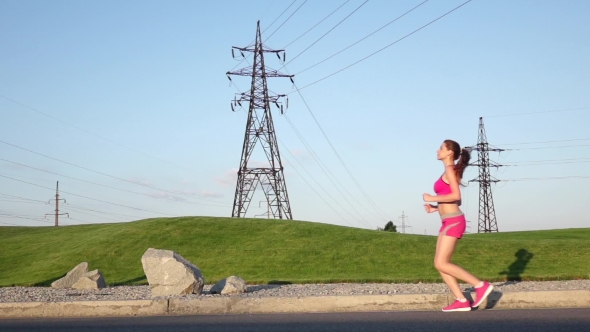 Sport Workout Outdoors. Sport Woman Running. , Stock Footage | VideoHive