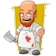 Cartoon Crazy Bald Butcher In White Apron, Vectors | GraphicRiver