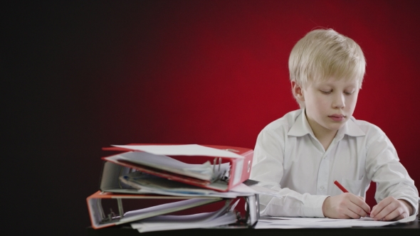 Thinking Student Writing Writing Pen On Paper, Stock Footage | VideoHive