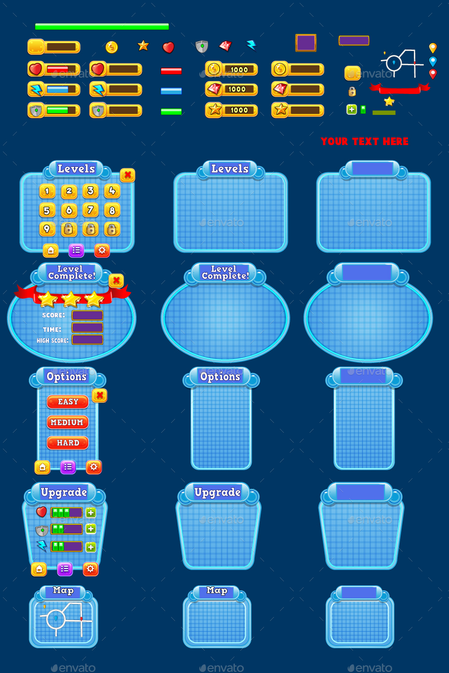 Cartoon Game UI Pack 12 by pasilan | GraphicRiver