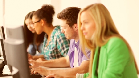 Students Making Computer Test At Informatics, Stock Footage | VideoHive