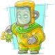 Cartoon Man in Protective Suit with Alien, Vectors | GraphicRiver