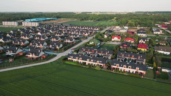 Aerial View of European Suburban Neighborhood with Family Houses, Stock ...