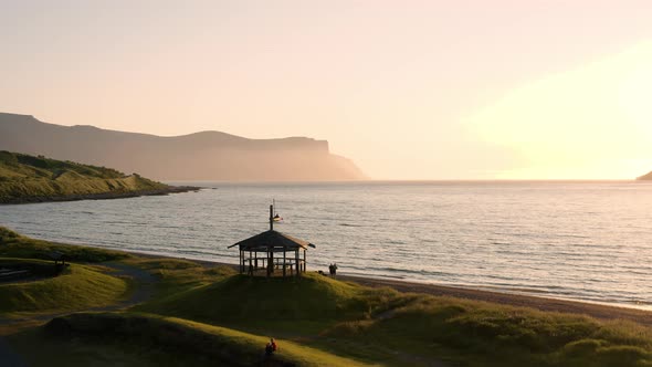 Small Watch Tower on a Beach - Golden Hour View, Stock Footage | VideoHive