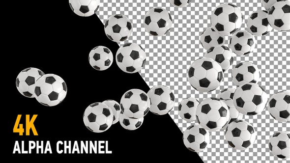 Football soccer balls transition on alpha, Motion Graphics | VideoHive