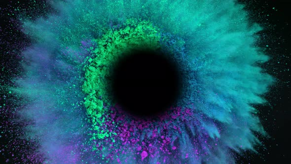 Super Slow Motion Shot of Color Powder Vortex Isolated on Black ...