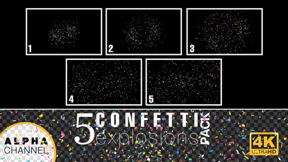 4K Celebration Confetti Explosions Pack, Motion Graphics | VideoHive