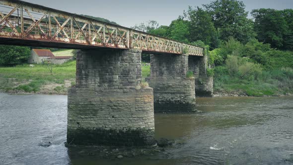 Old Train Bridge Over The River, Stock Footage | VideoHive