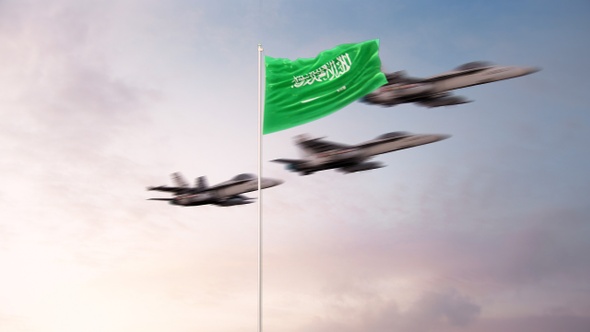 Saudi Arabia Flag With Air Force, Motion Graphics | VideoHive
