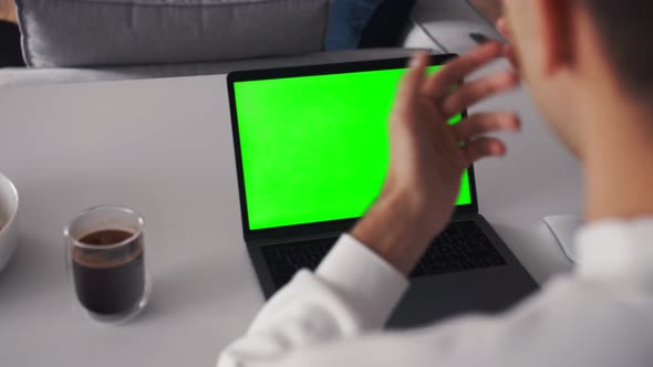 Person Using Video Conferencing Technology From Home for Video Call ...