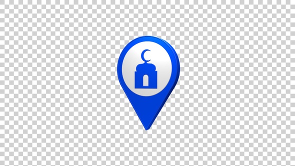 Mosque Map Pin Location Icon, Motion Graphics | VideoHive