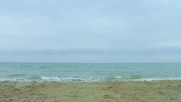 Choppy Sea Water, Waves Splashing, Wind Blowing on the Beach. Stormy ...