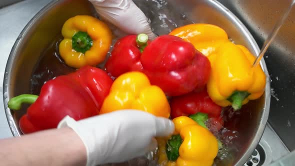Hands Washing Bell Peppers., Stock Footage | VideoHive