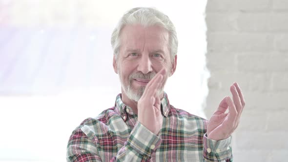 Portrait of Successful Casual Old Man Clapping, Stock Footage | VideoHive